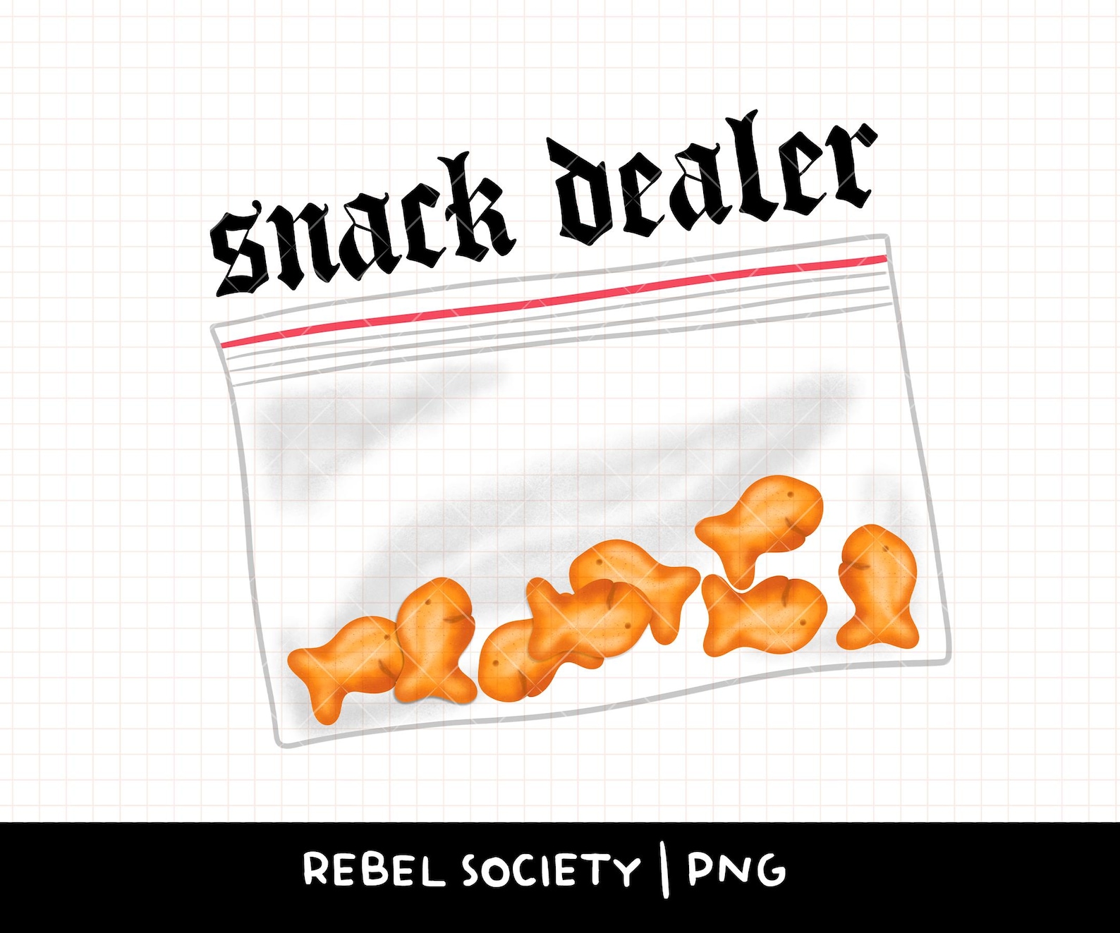 Snack Dealer Goldfish PNG Nug Life Trendy Cute Mom Life Sticker T-shirt ...