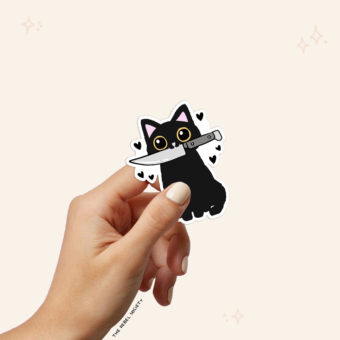 Black Cat With Knife PNG, Mess With My Inner Peace I Will Cut You ...