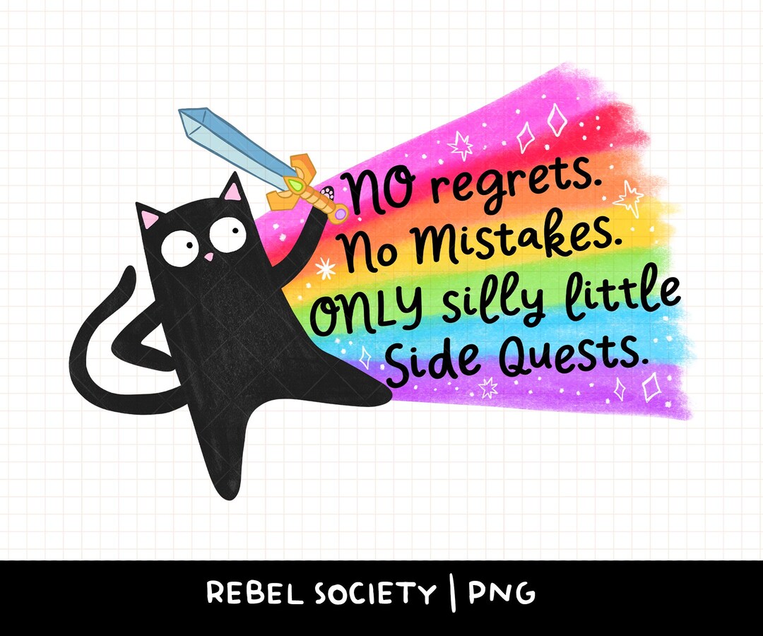 Silly Little Side Quests ADHD PNG Mental Health Design Snarky Black Cat ...