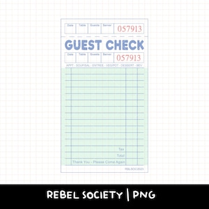 Blank Guest Check Poster Size PDF/PNG Printable Trendy PNG Designs ...