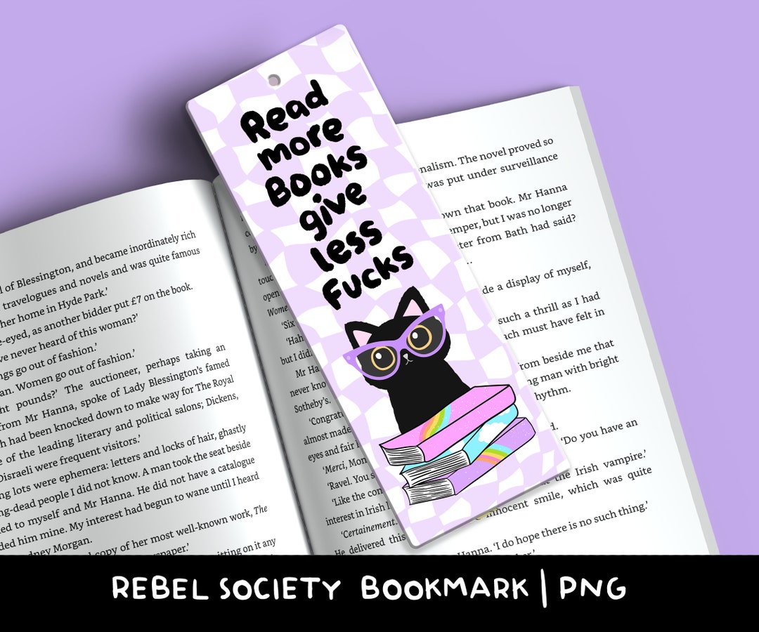 Read More Books Give Less Fucks BOOKMARK PNG Snarky Black Cat Trendy ...