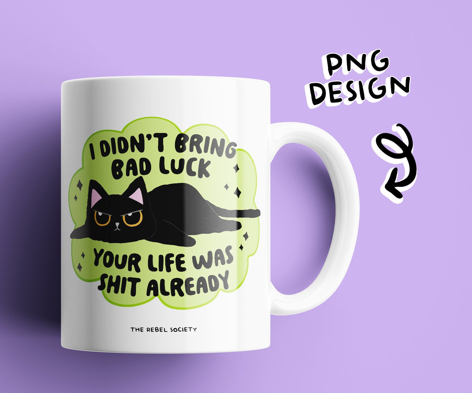 Bad Luck Black Cat PNG, Zero Fucks Png Trendy PNG Mental Health ...
