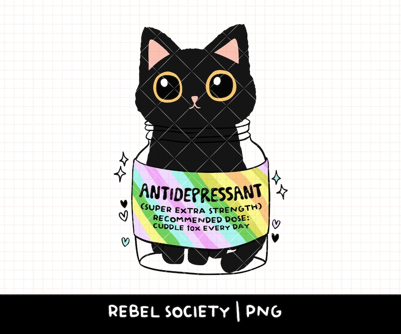 Cat Antidepressant PNG, Trendy PNG Sticker Shirt Designs Mental Health ...