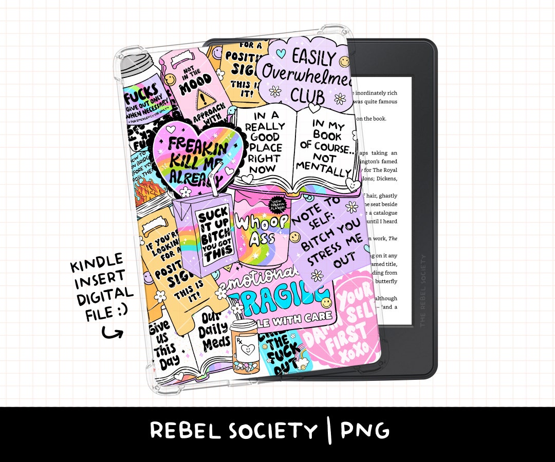Kindle Case Collage Style INSERT PNG File - Printable E-reader File ...