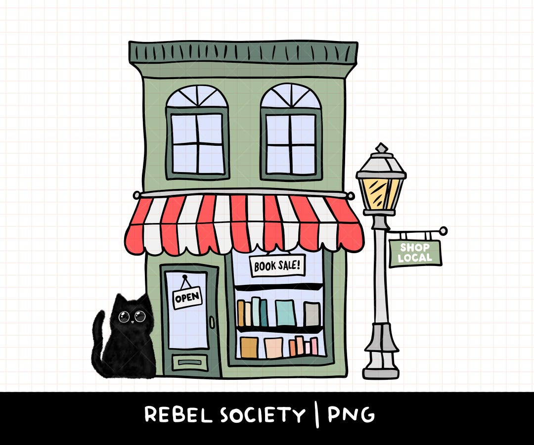 Cute Bookish PNG Bookshop Bookstore Black Cat PNG Design Scholastic ...