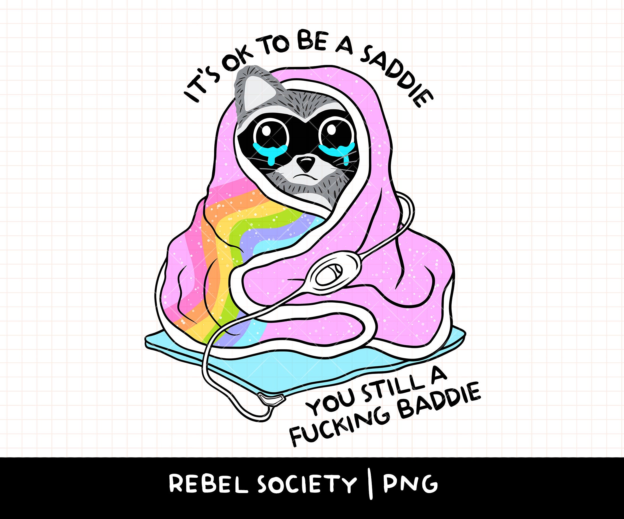 It's Ok to Be a Saddie You Still a Baddie Raccoon in Blanket Heating ...