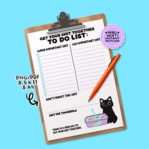Get Your Shit Together Cute To-do List INSTANT DOWNLOAD Trendy Popular ...