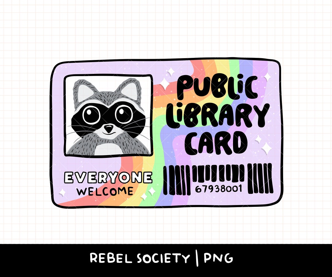 Library Card PNG Cute Raccoon Support Local Library Trendy PNG Reading ...