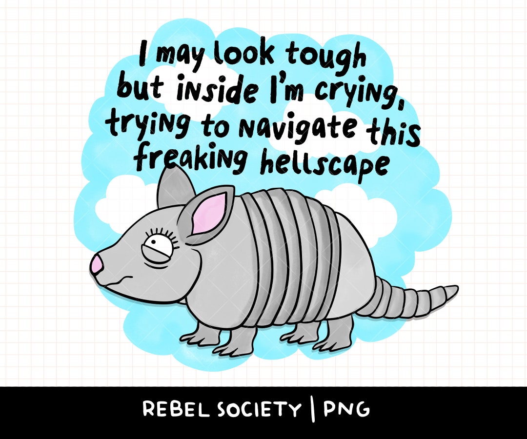 I May Look Tough Inside I'm Crying Emotional Armadillo PNG T-shirt ...