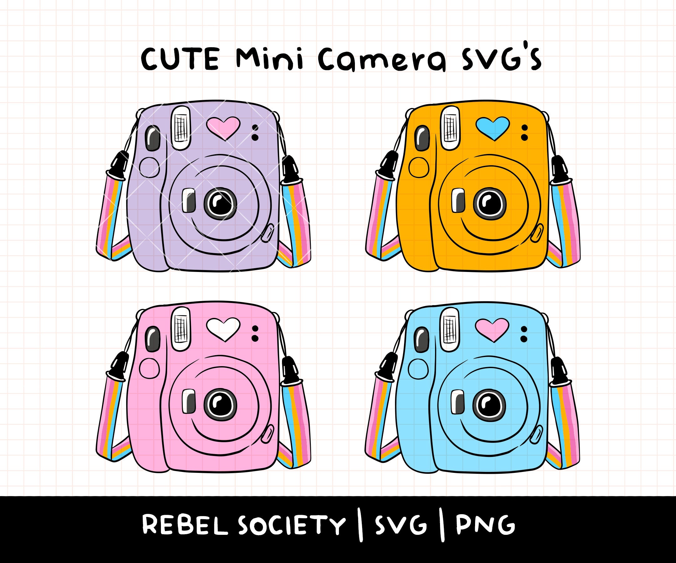 Cute Mini Cameras SVG Trendy SVG Camera Vector File Rainbow - Etsy