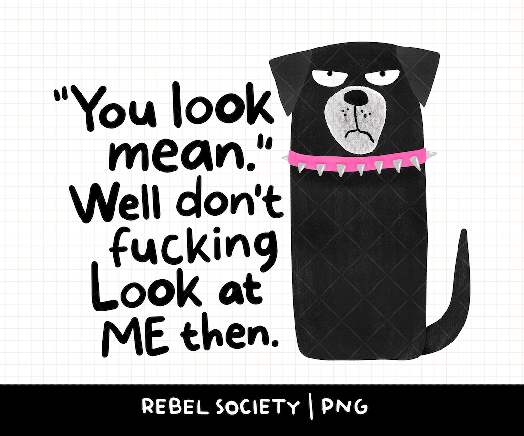 Grumpy Snarky Dog PNG Hand Illustrated Cute Dog Trendy Bitchy Bitch Dog ...