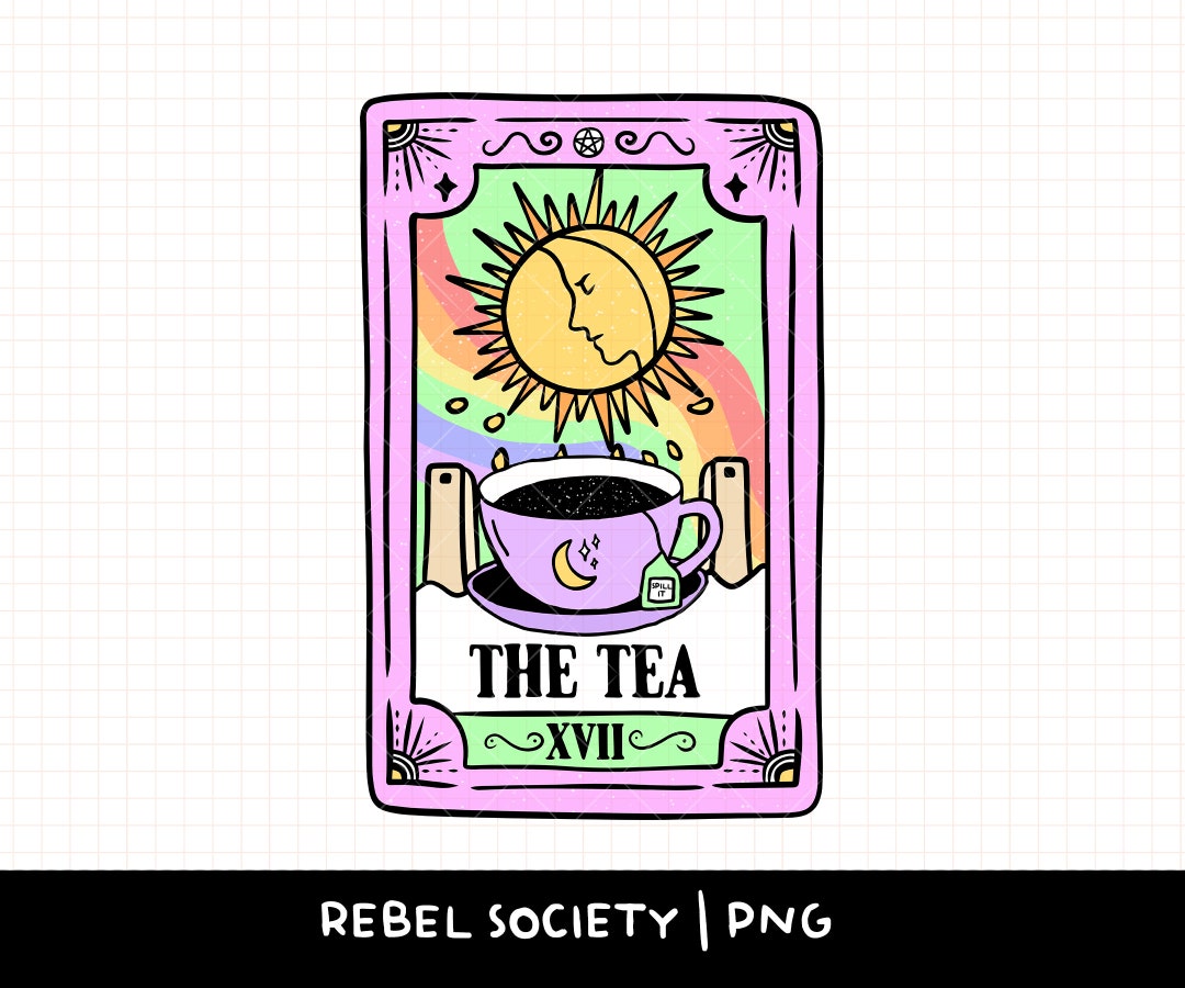 Spill the Tea Tarot Card PNG Gossip Pentagram Pentacle Witchy Witch ...