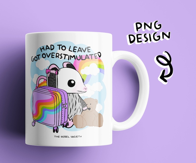 Overstimulated Opossum PNG Dead Inside Trendy T-shirt Snarky Cute ...