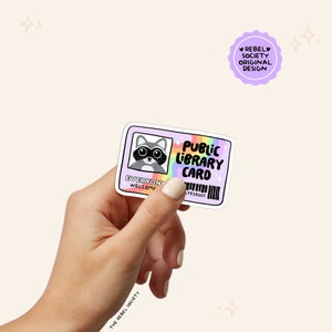 Library Card PNG Cute Raccoon Support Local Library Trendy PNG Reading ...