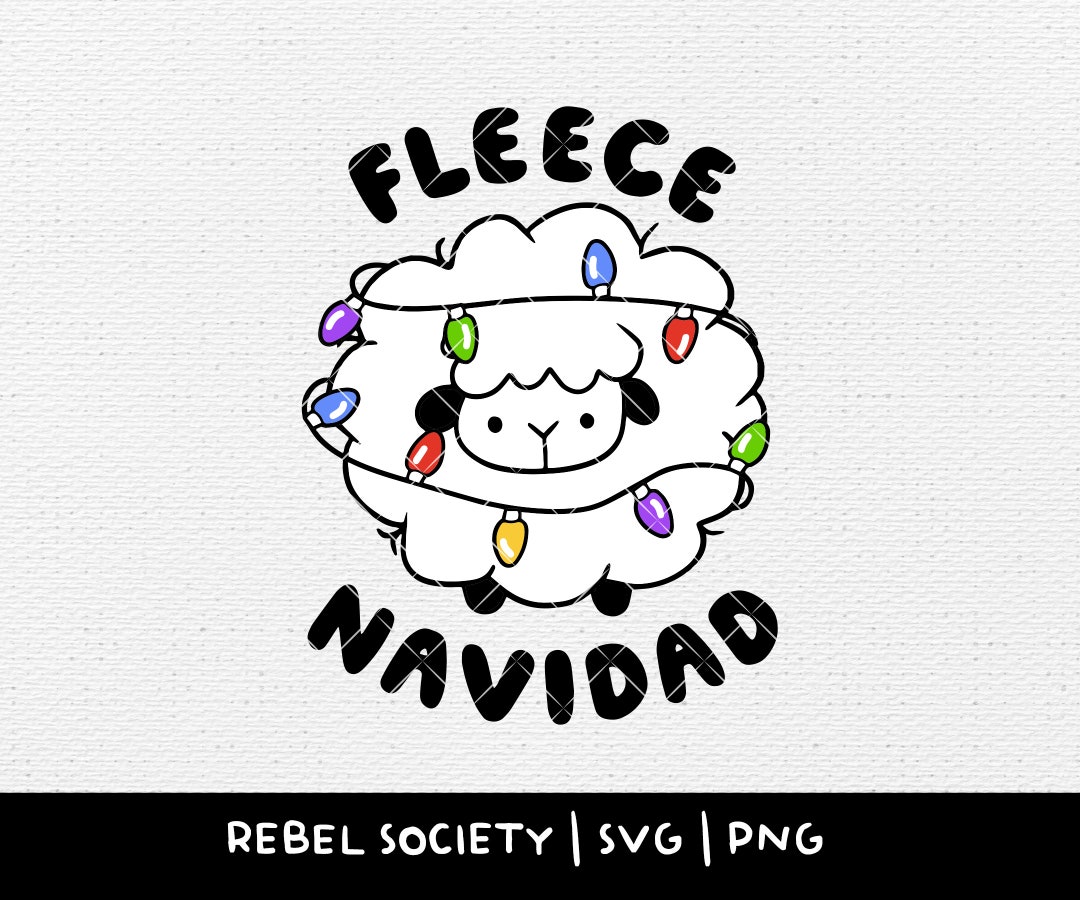 SVG PNG Fleece Navidad Funny Sheep Wool Christmas Lights Shirt Design ...