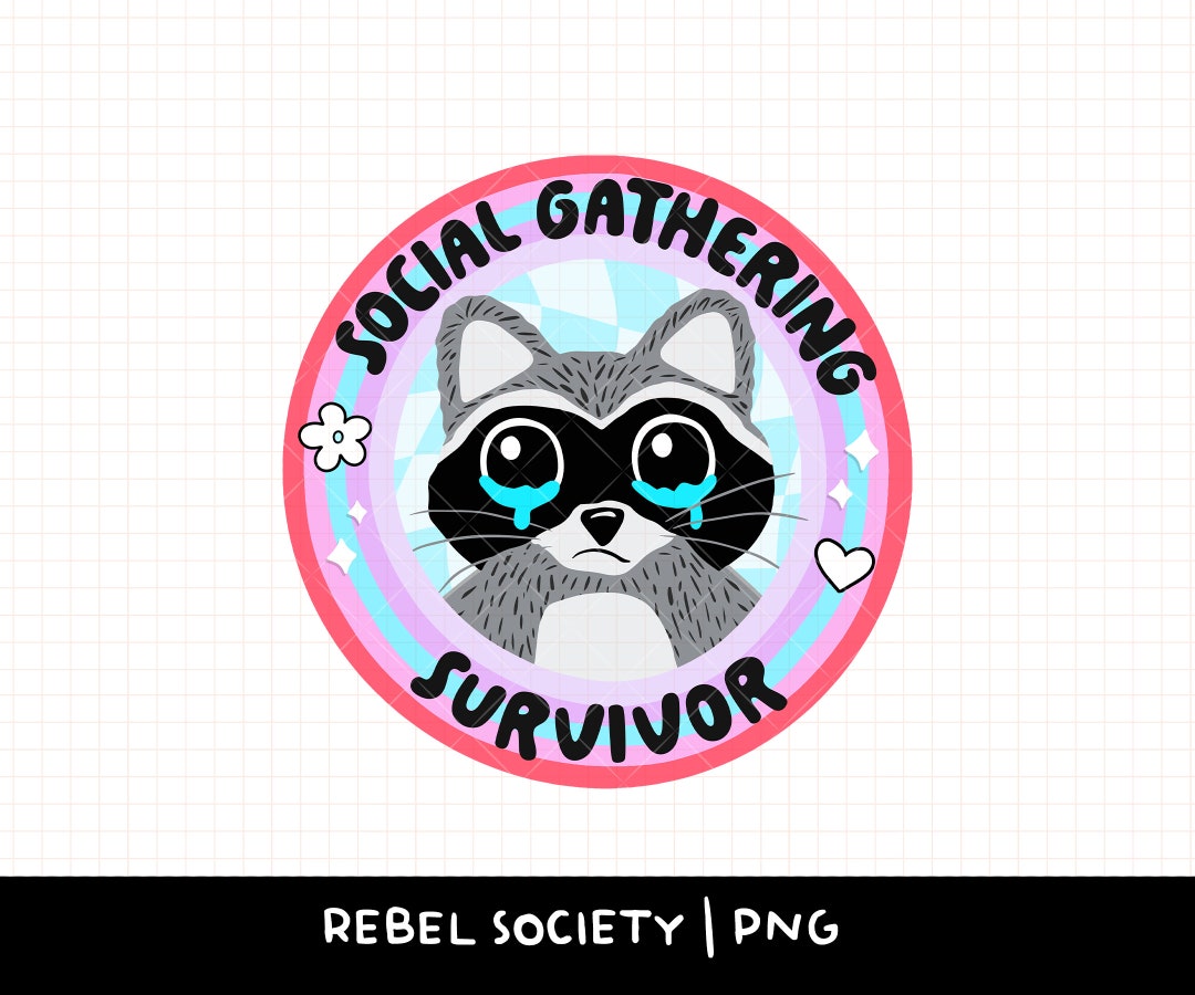 Social Gathering Survivor Raccoon Award Ribbon PNG Trendy T-shirt Cute ...