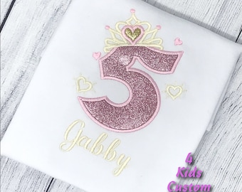 Girls Princess Crown Birthday Shirt - Etsy