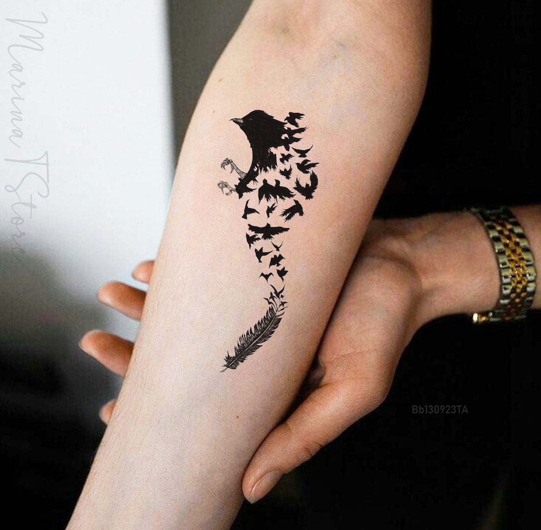 Black Crow Temporary Tattoo-crow Tattoo-bird Tattoo-waterproof - Etsy