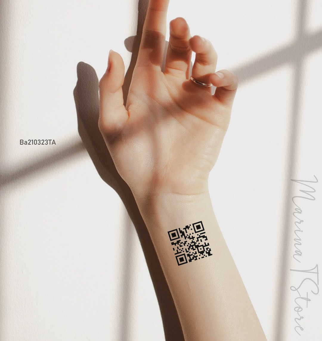 Personalized Qr Code Temporary Tattoo Custom Bar Code Waterproof Tattoo T For Him Removable