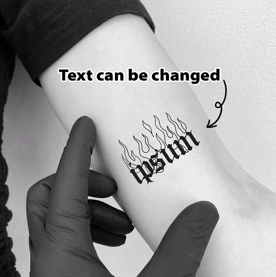 Custom Gothic Temporary Tattoo-flame Gothic Fake - Etsy
