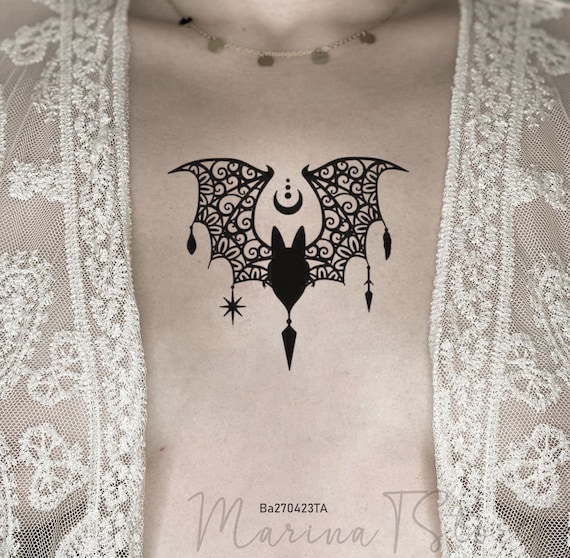 Bat Chest Tattoo Design