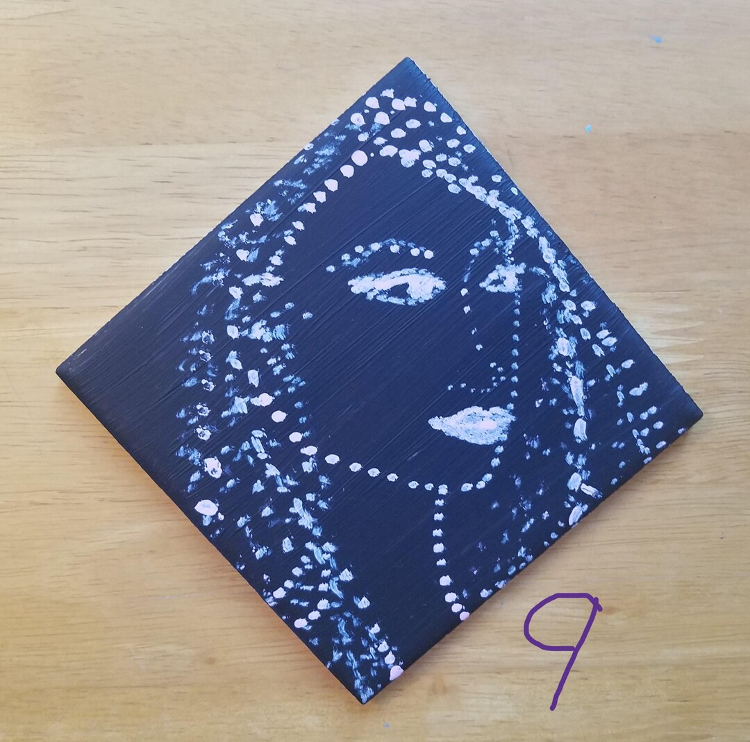 Outline of Woman’s Face in Pink Paint Dot Constellation Art on Black ...