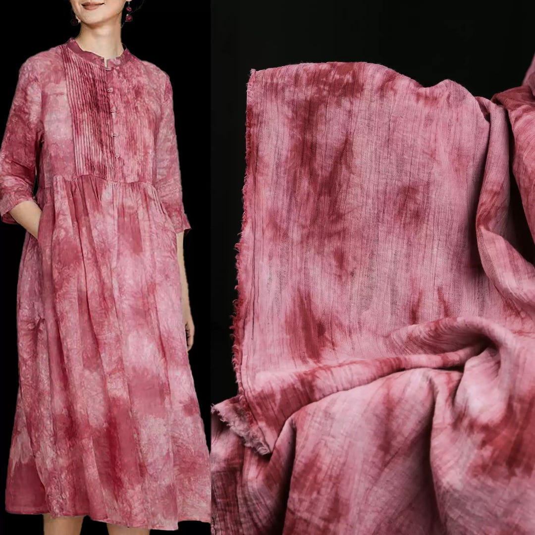 Pink Gradient Fabric, Texture Fabric, Cotton-linen Fabric, Tie-dye ...