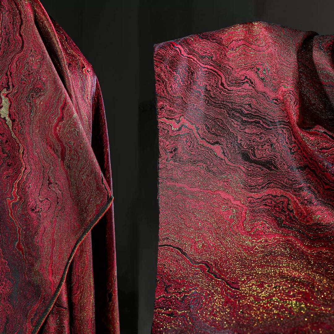 Double-sided Jacquard Fabric, Red Glossy Fabric, Metallic Glitter ...