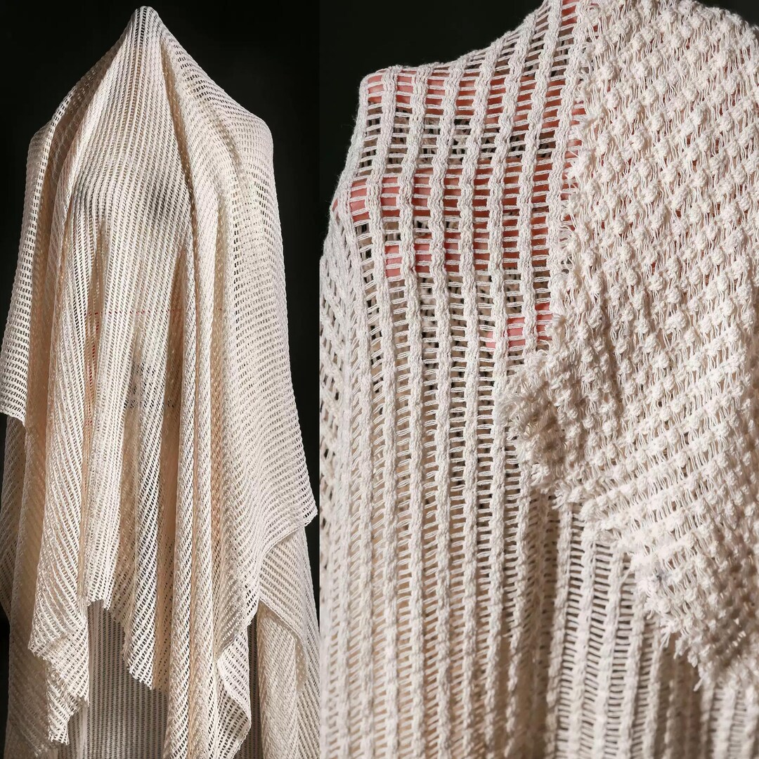 Apricot Fabric, Small Check Fabric, Openwork Knitted Fabric, Textured ...