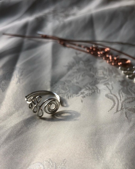 Unalome Ring Silver Wire Ring Adjustable Ring Copper Thumb - Etsy
