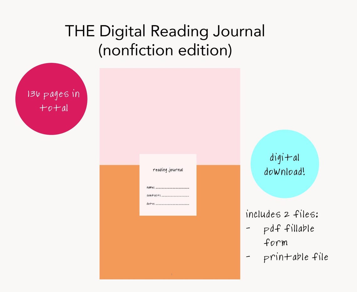 DIGITAL Reading Journal and Book Planner. Great for Nonfiction Readers ...