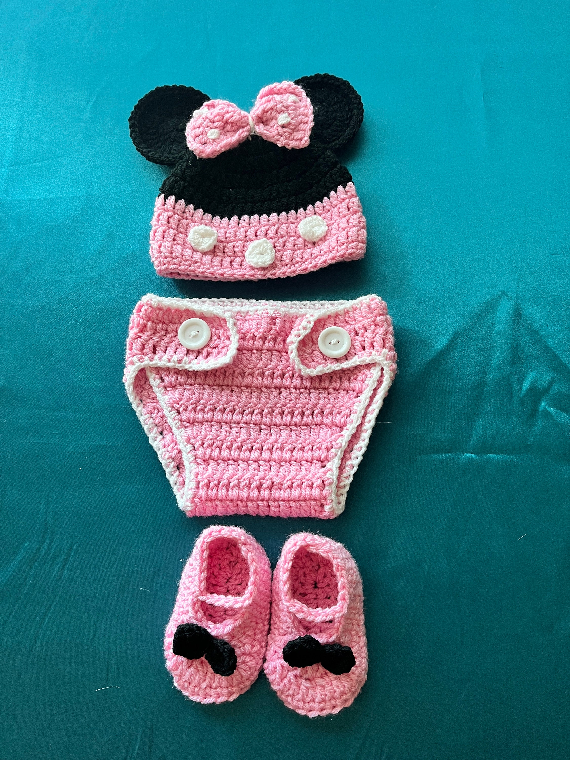 Mickey and Mine Mouse Diaper Crochet Set - Etsy