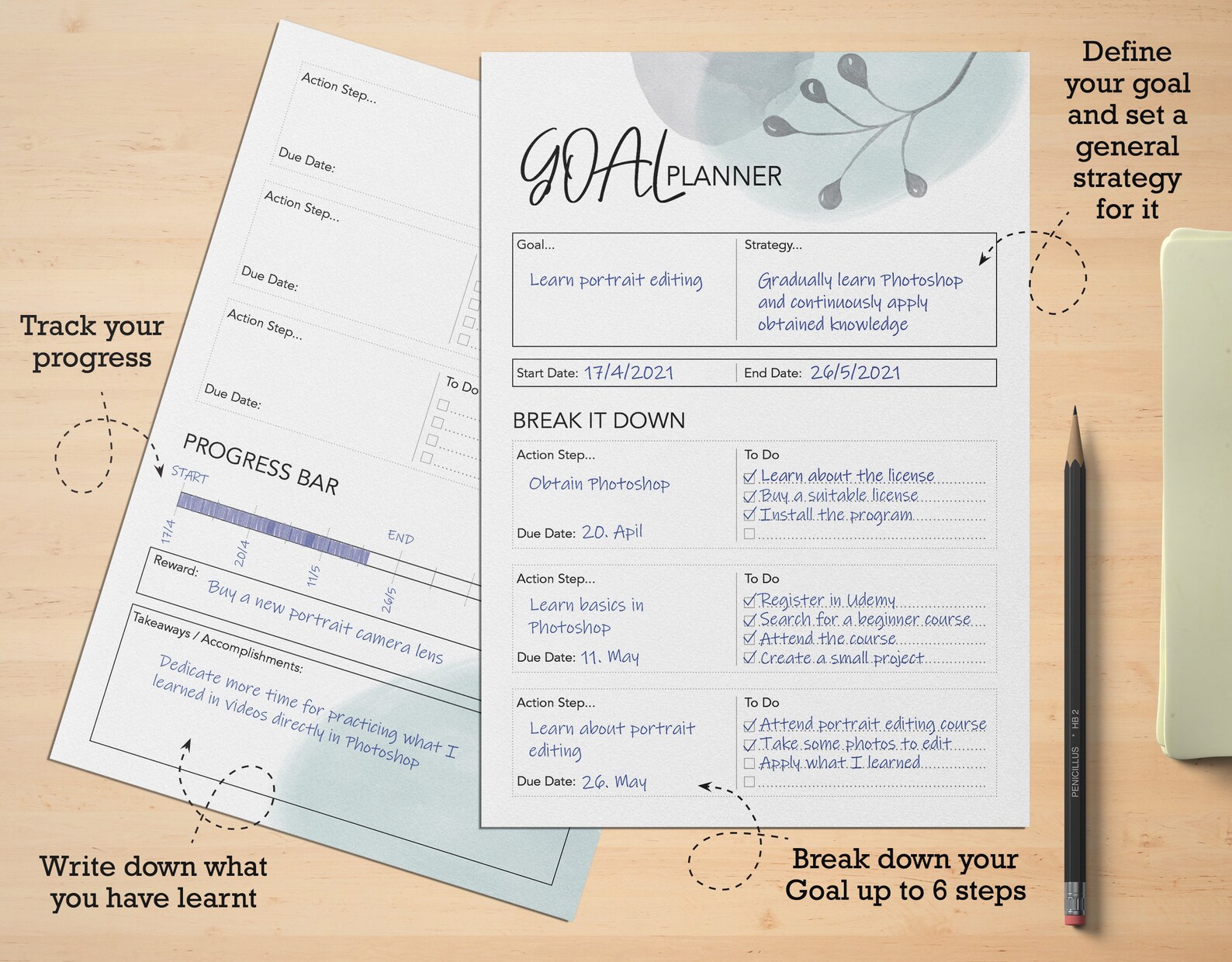 Printable GOAL PLANNER Goal Printable A4 Productivity Planner Digital ...