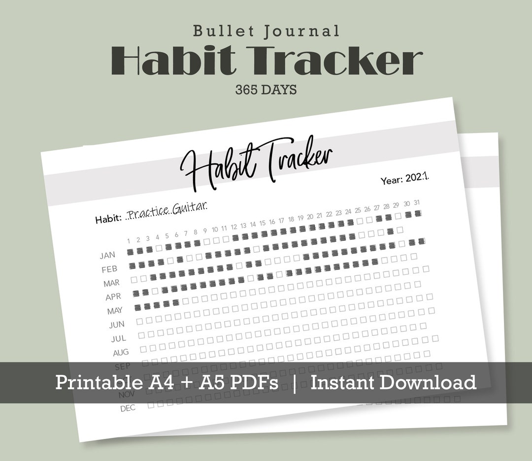 Monthly Habit Tracker, Digital Bullet Journal, Productivity Planner ...
