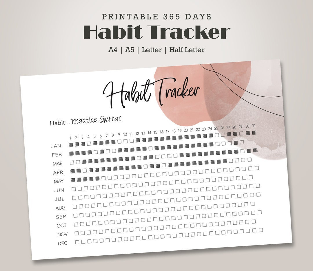 Monthly Habit Tracker Digital Bullet Journal Productivity - Etsy
