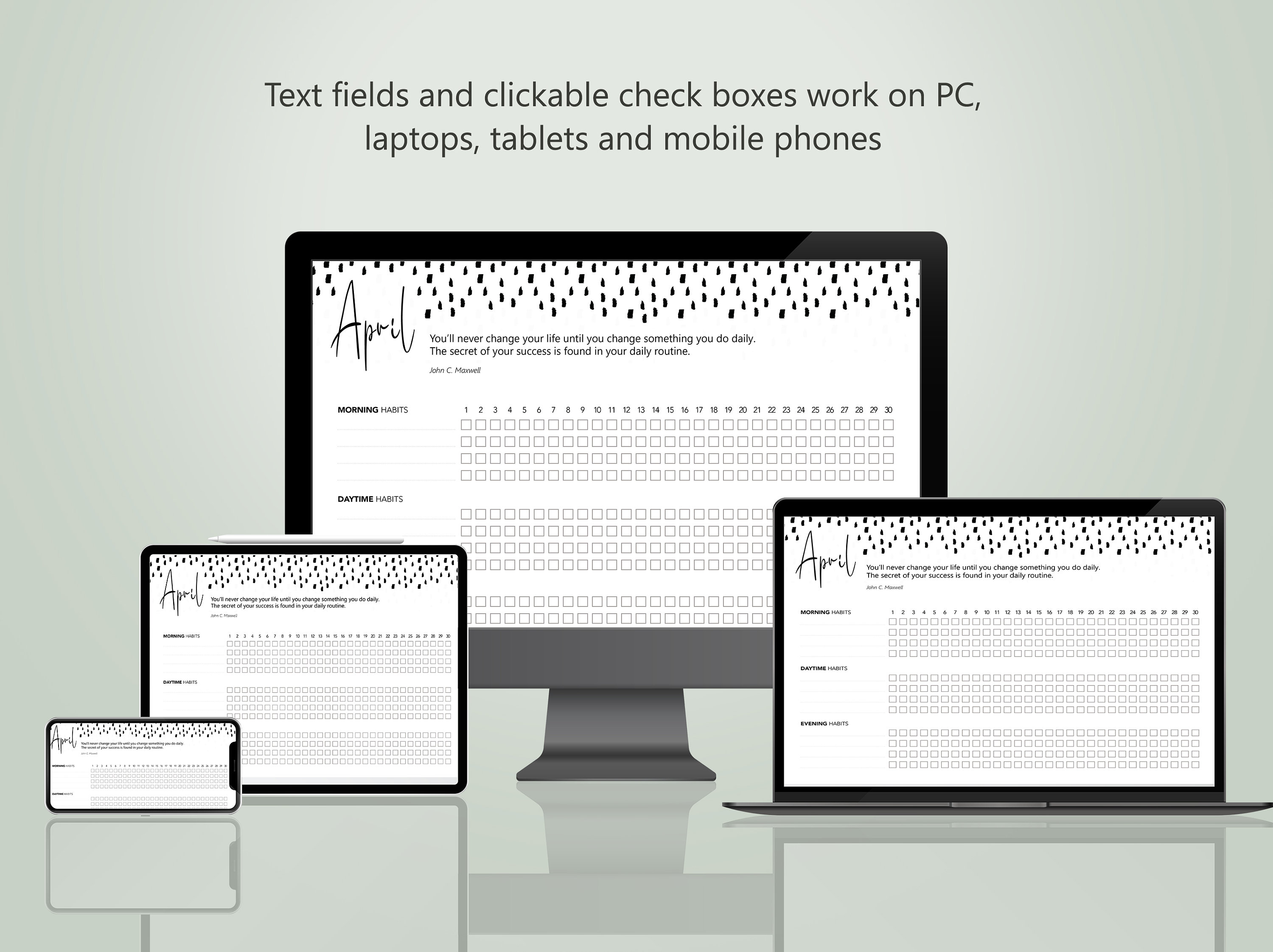 Monthly Habit Tracker Printable Digital Bullet Journal Starter Kit ...