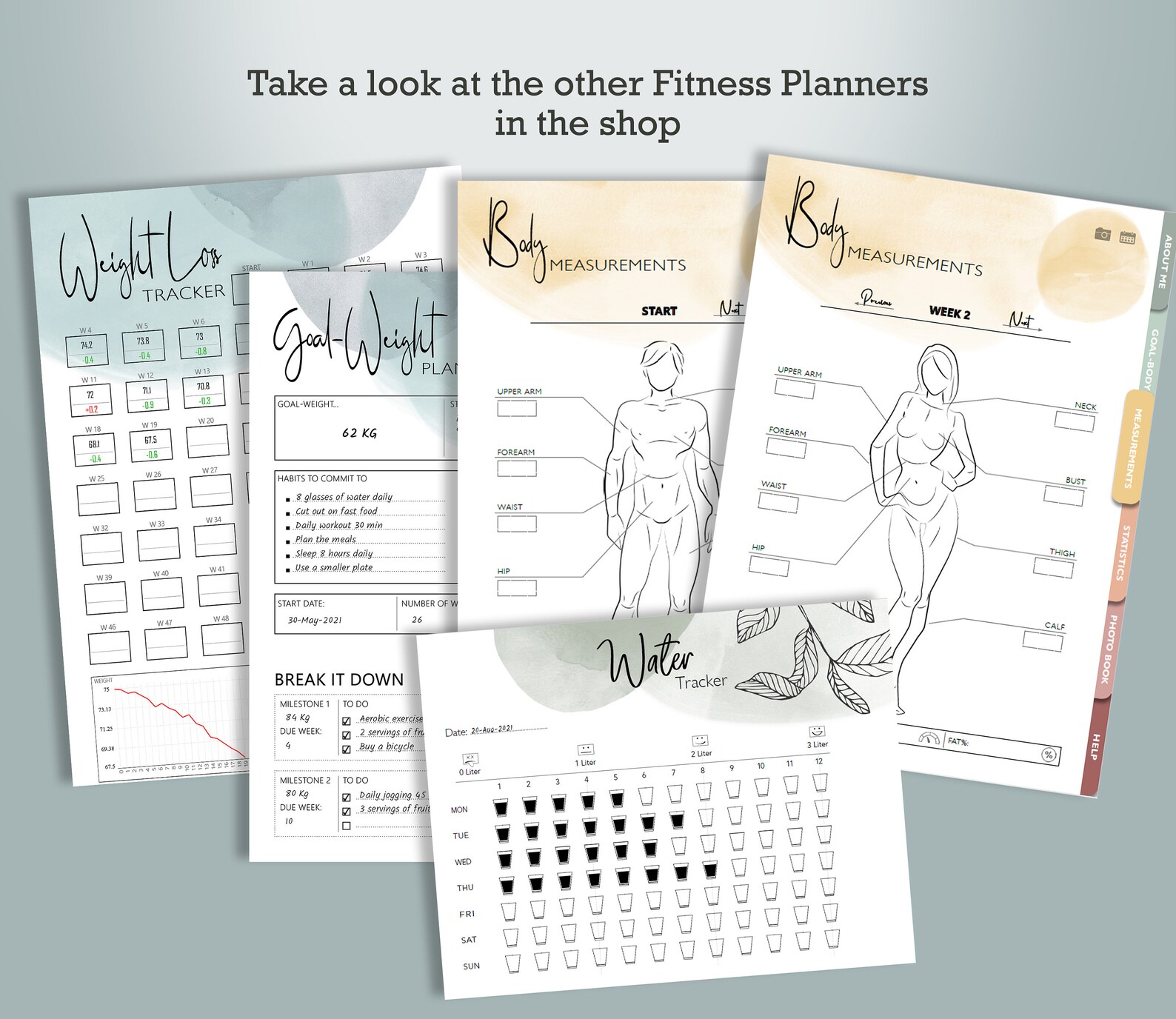 Daily Food Dairy Digital Fitness Planner Daily Food Journal Diet ...