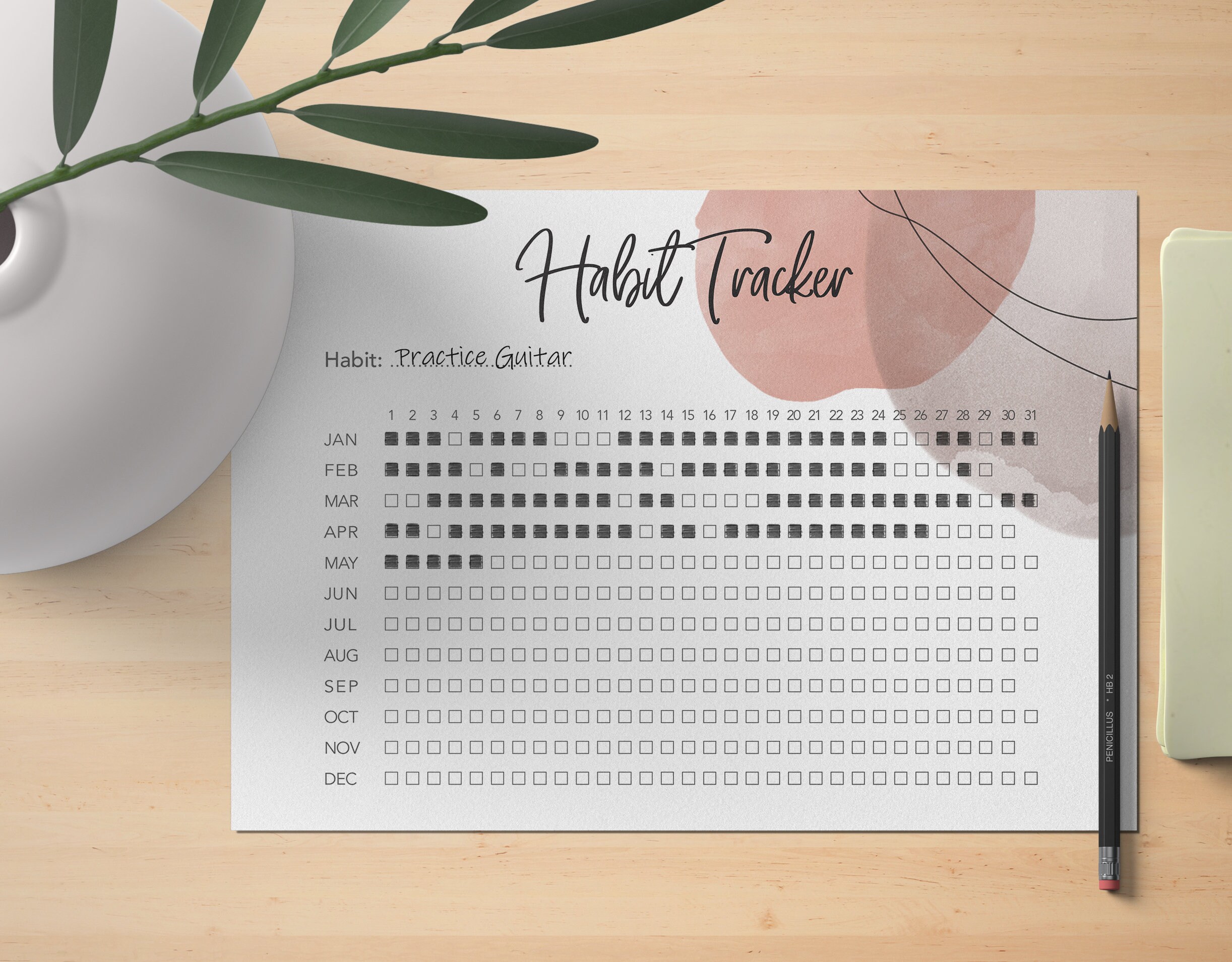 Monthly Habit Tracker Digital Bullet Journal Productivity - Etsy