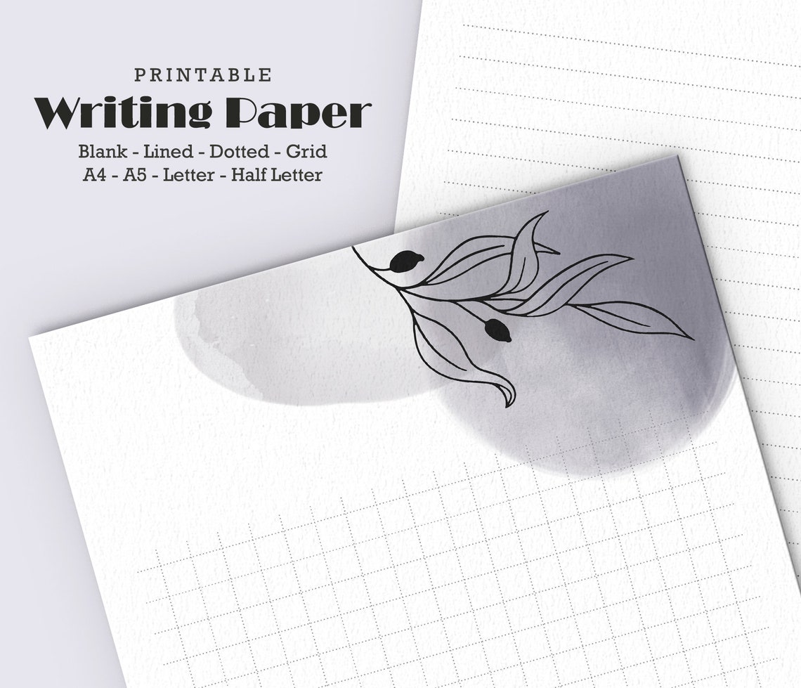 Printable Writing Paper Printable Paper A4 A5 Letter Half | Etsy