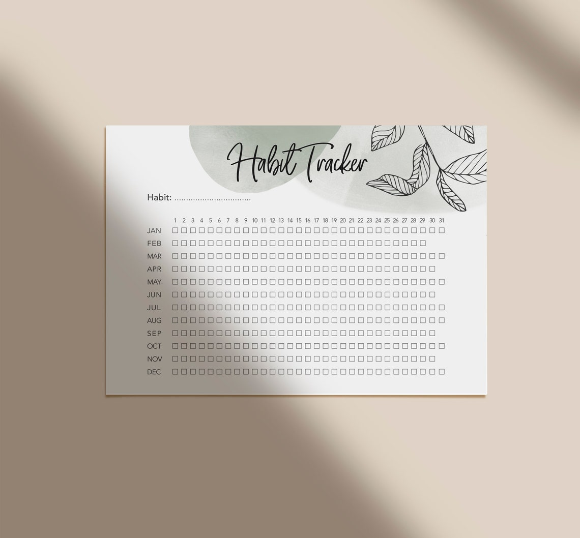Monthly Habit Tracker Digital Bullet Journal Productivity - Etsy