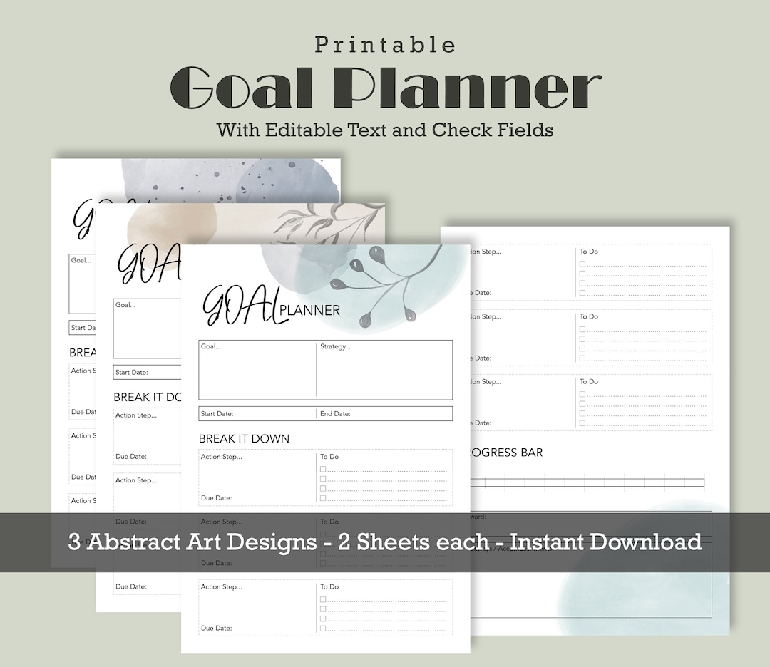 Printable GOAL PLANNER Goal Printable A4 Productivity Planner Digital ...