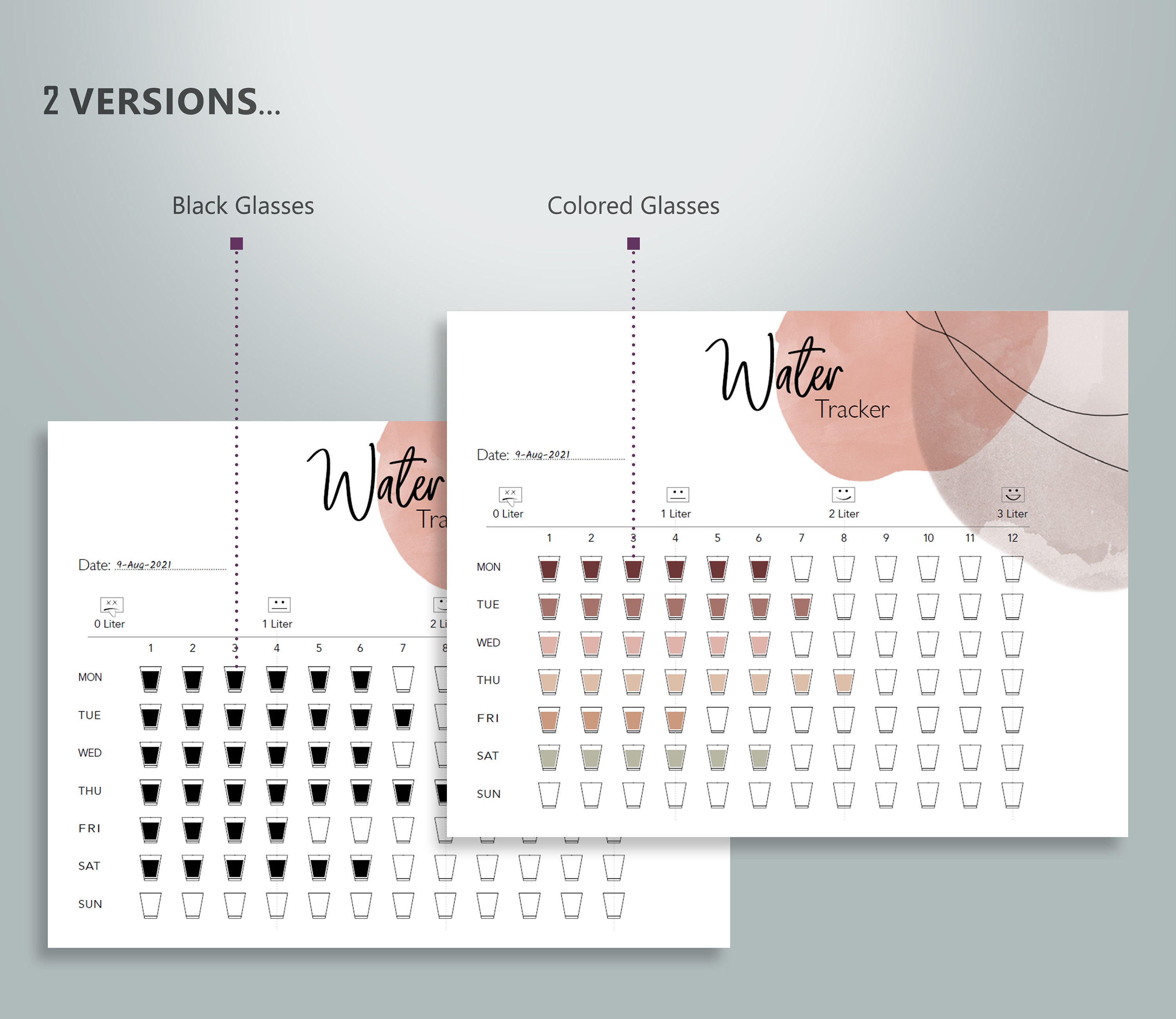 Digital Hydration Tracker Water Intake Printable Water Tracker Digital ...