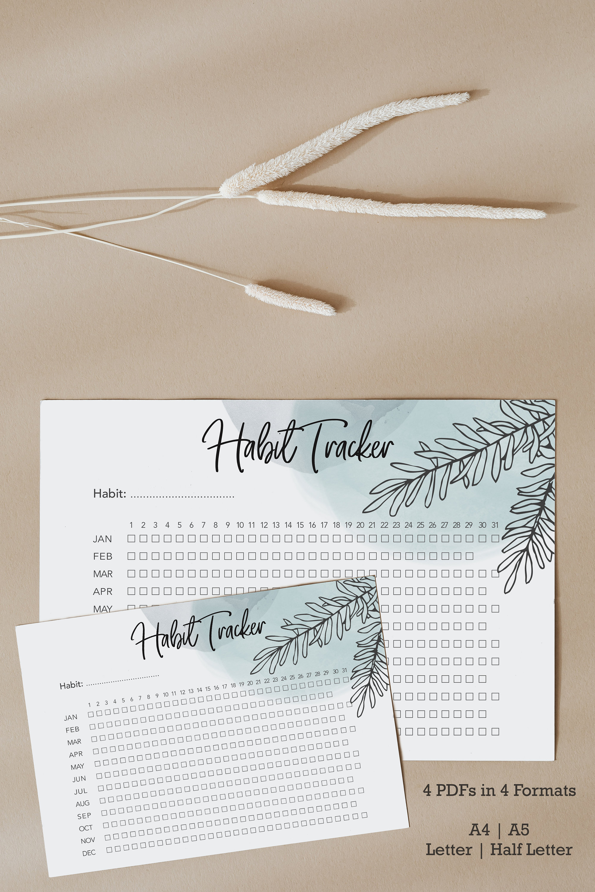 Monthly Habit Tracker Digital Bullet Journal Productivity - Etsy