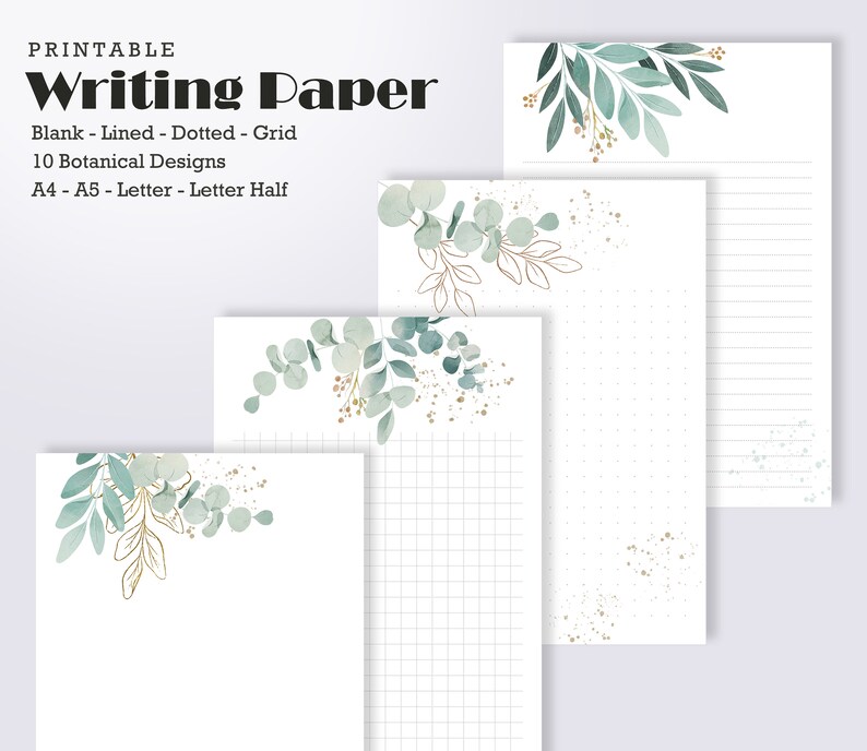 Printable Writing Paper Printable Paper A4 A5 Letter Half - Etsy