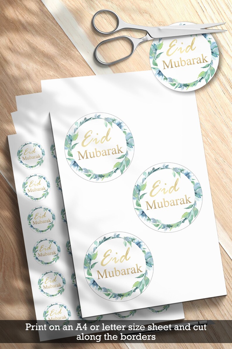 Eid Mubarak Stickers Printable Eid Cupcake Toppers Eid Gift Tags Eid ...