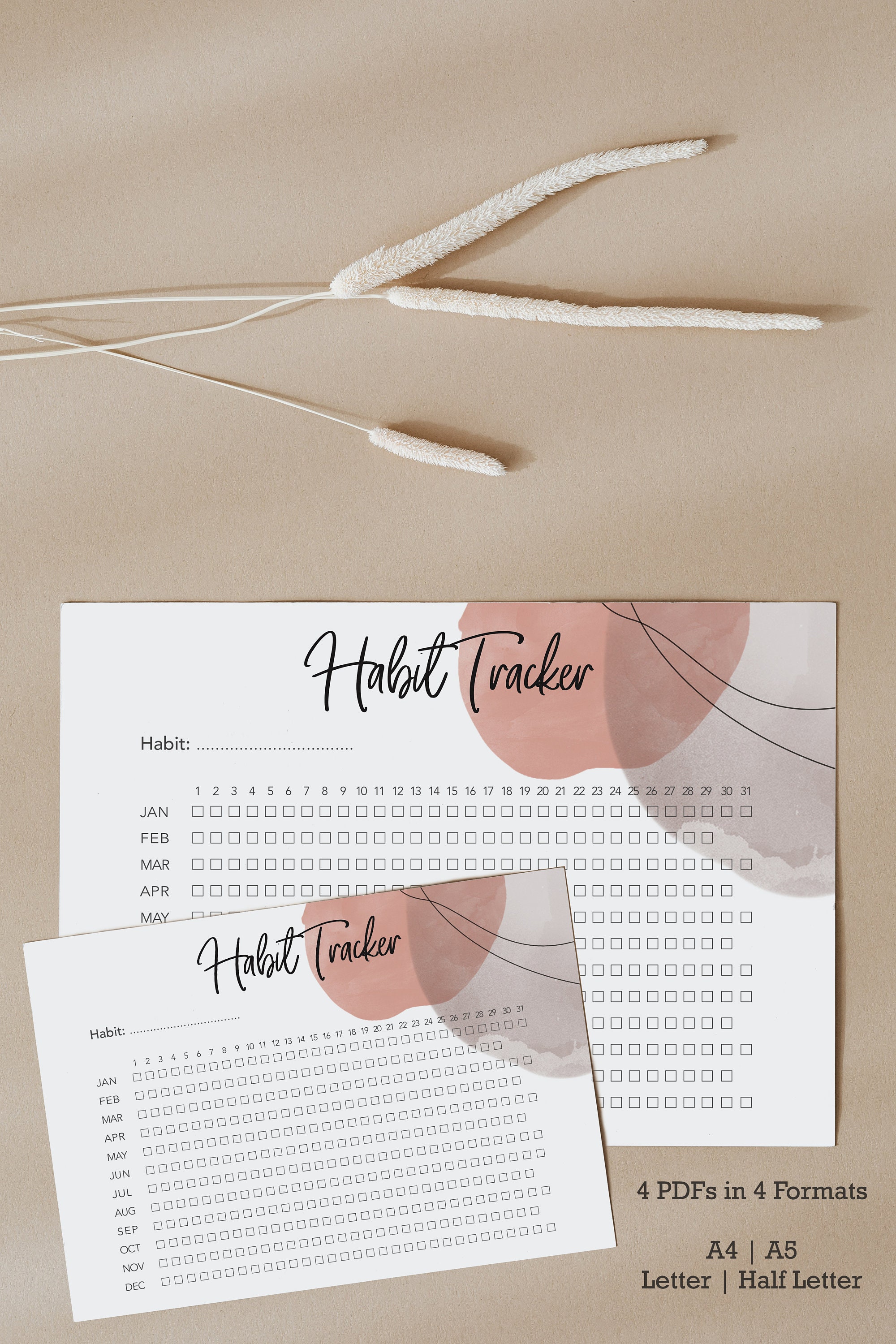 Monthly Habit Tracker, Digital Bullet Journal, Productivity Planner ...