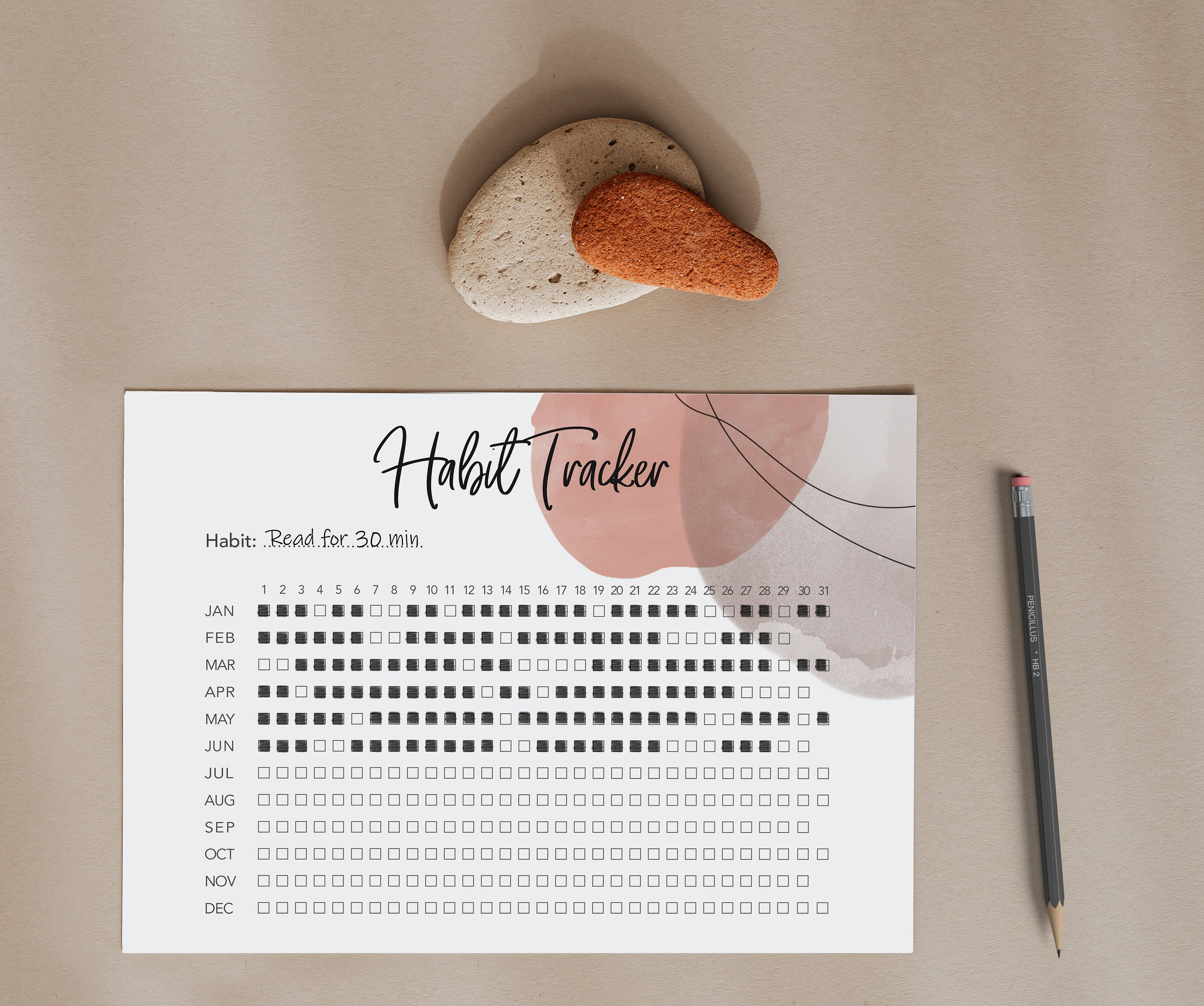 Monthly Habit Tracker Digital Bullet Journal Productivity - Etsy