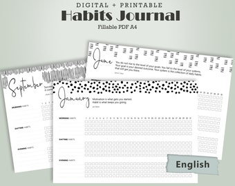 Monthly Habit Tracker, Digital Bullet Journal, Productivity Planner ...