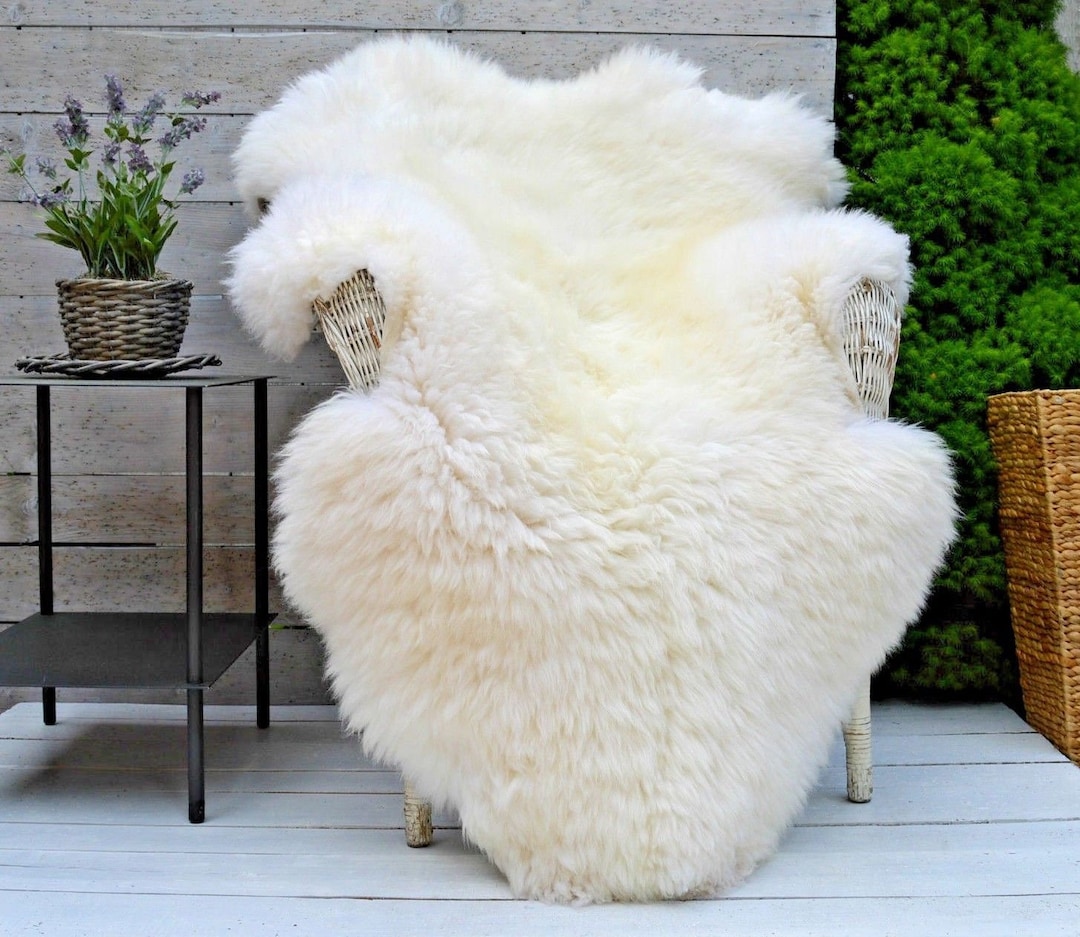 Luxury Bright Ivory White Sheepskin Rug Throw Blanket Biggest Size ...