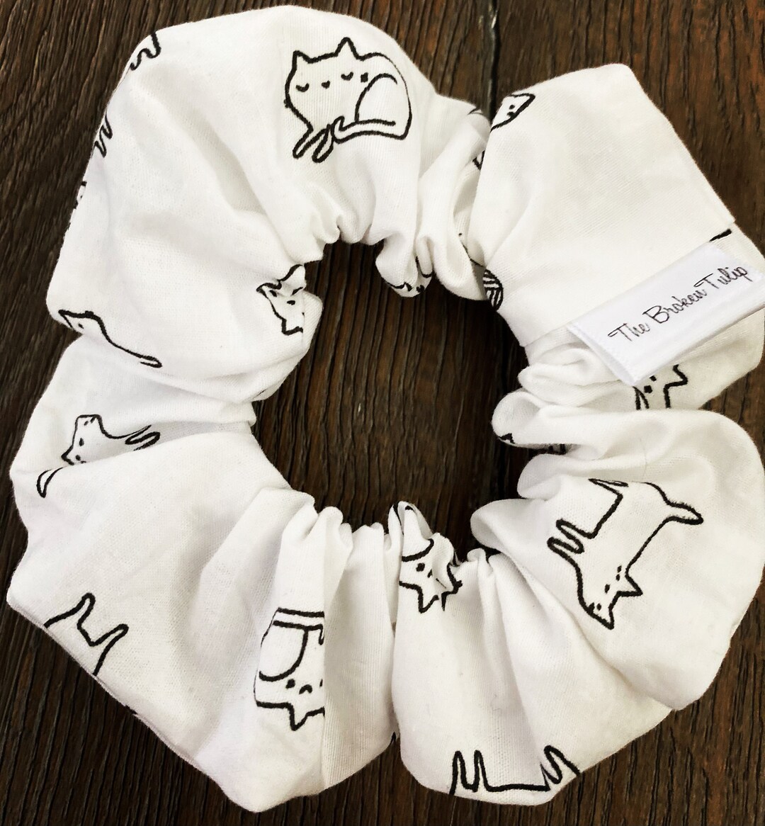 Cat Print Scrunchie | Handmade Hair Tie, Zero Waste - Etsy